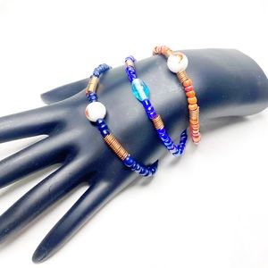 ShanRiLa | Jewelry | Deep Blue Copper Splash White Glass With Copper ...